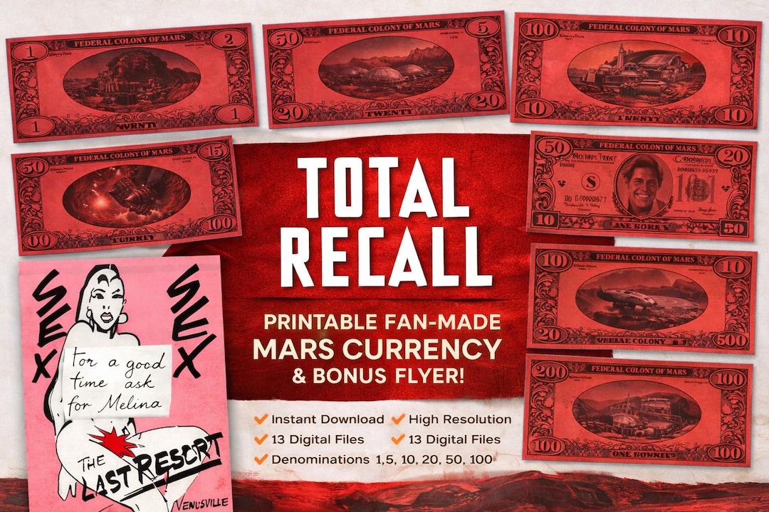 Total Recall (1990) Movie Props – Fan-made Mars Currency & “the Last ...