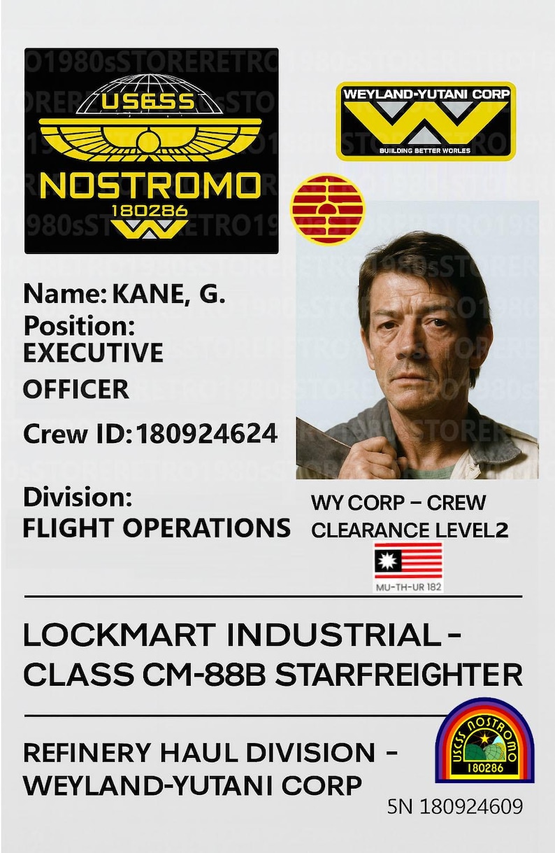 Alien Nostromo Crew ID Cards – PVC Collector Set (physical Cards) - Etsy