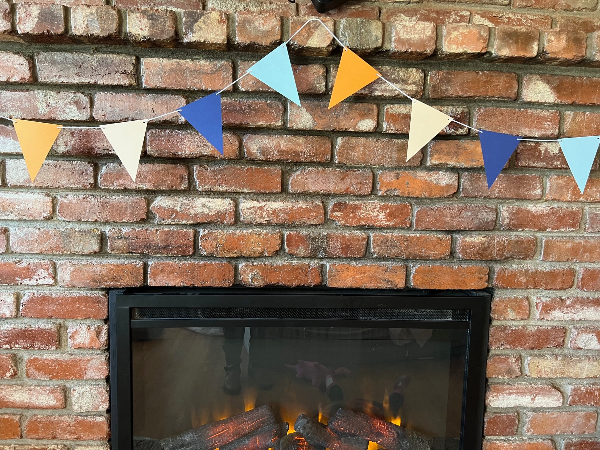 Light Blue Navy Brown Tan Cream Flag Boho Happy Birthday Party Banner ...