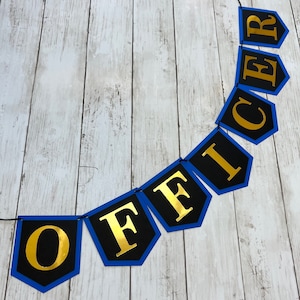 Blue Black Gold Police Officer Cop Policeman Law Enforcement Graduation ...