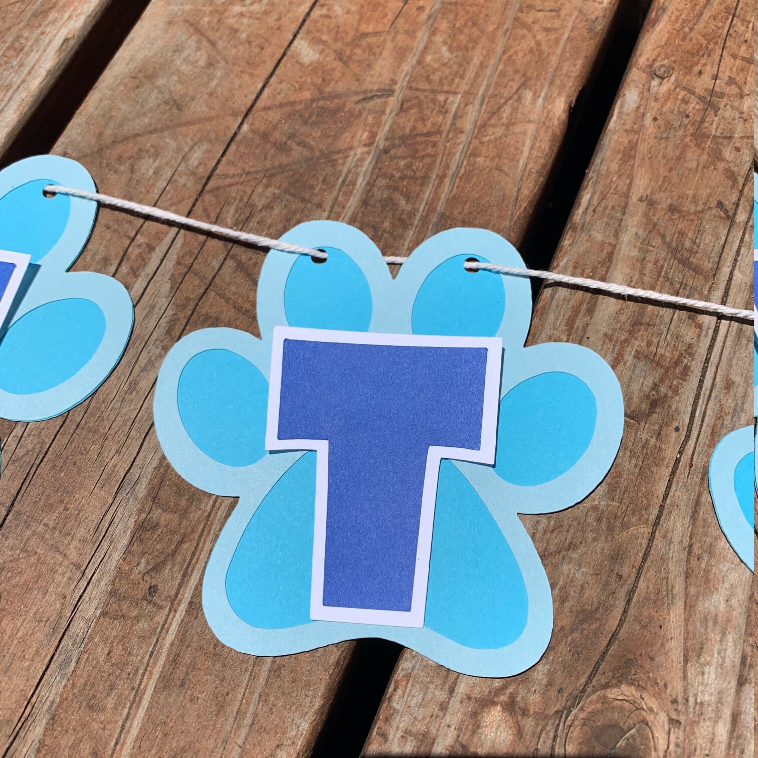 Customized Blue Paw Print Name Banner | Blues Birthday Banner | Blue ...