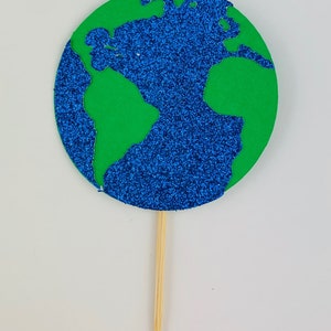 Glitter Earth Cupcake Toppers 12 Count Planet Cupcake - Etsy