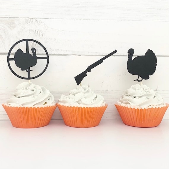 Turkey Hunting Birthday Party Cupcake Toppers 12 Count - Etsy