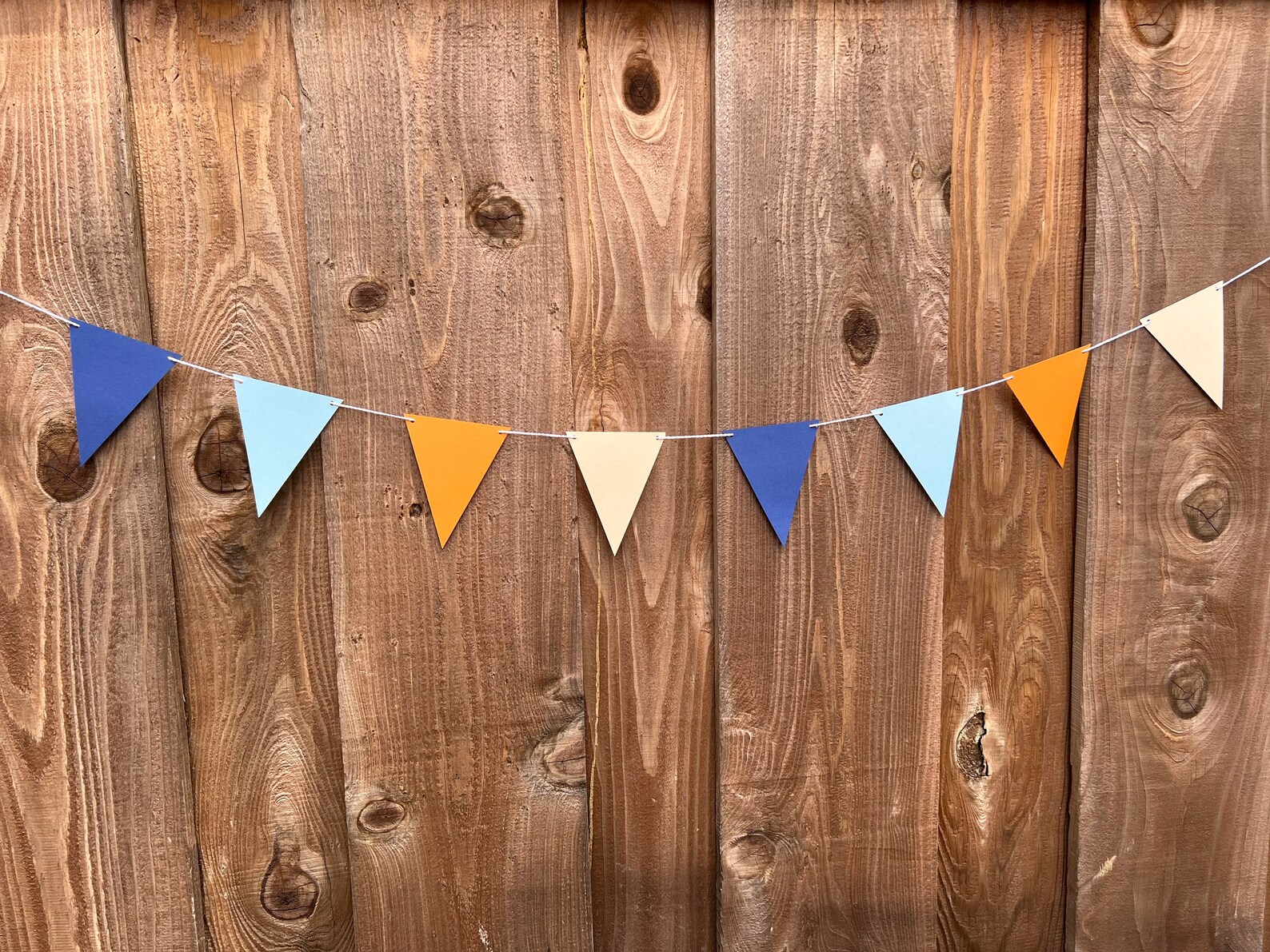 Light Blue Navy Brown Tan Cream Flag Boho Happy Birthday Party Banner ...