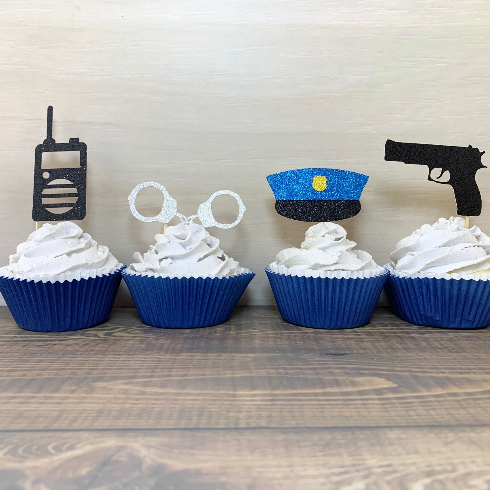 Police Officer Cop Graduation Glitter Cupcake Toppers 12 Count | Police ...