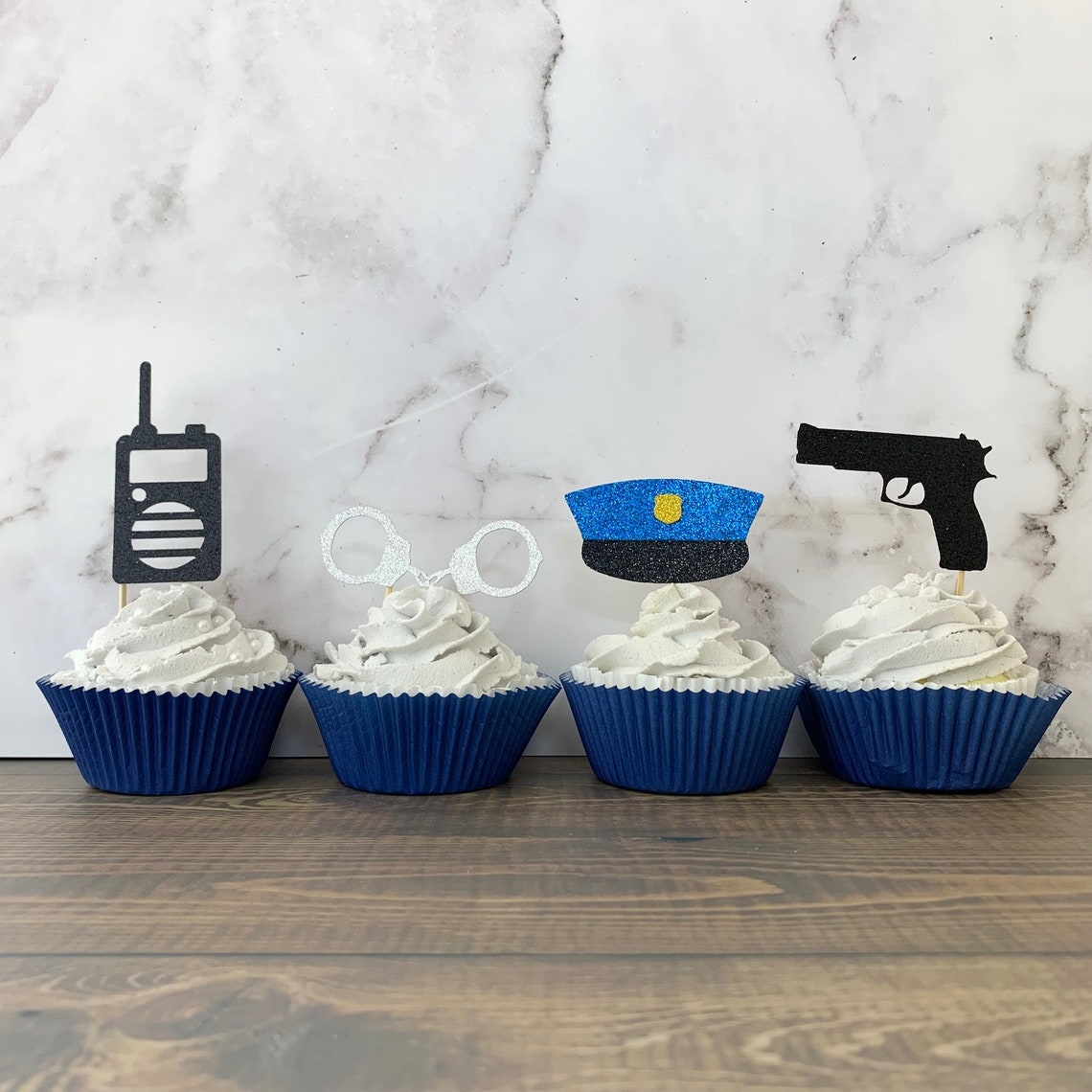 Police Officer Cop Graduation Glitter Cupcake Toppers 12 Count | Police ...
