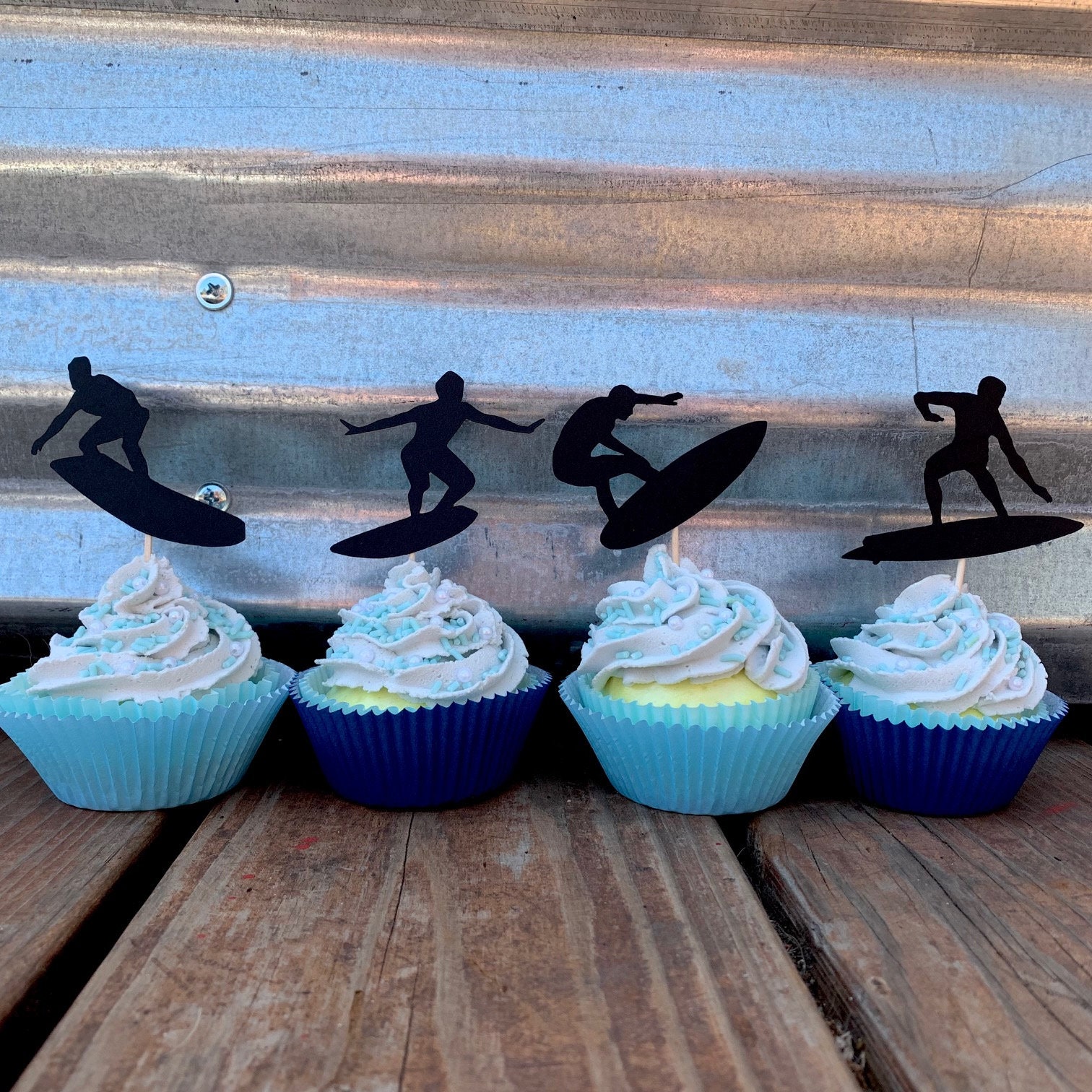 Surfer Surfing Birthday Cupcake Toppers 12 Count | Surfing Ocean ...