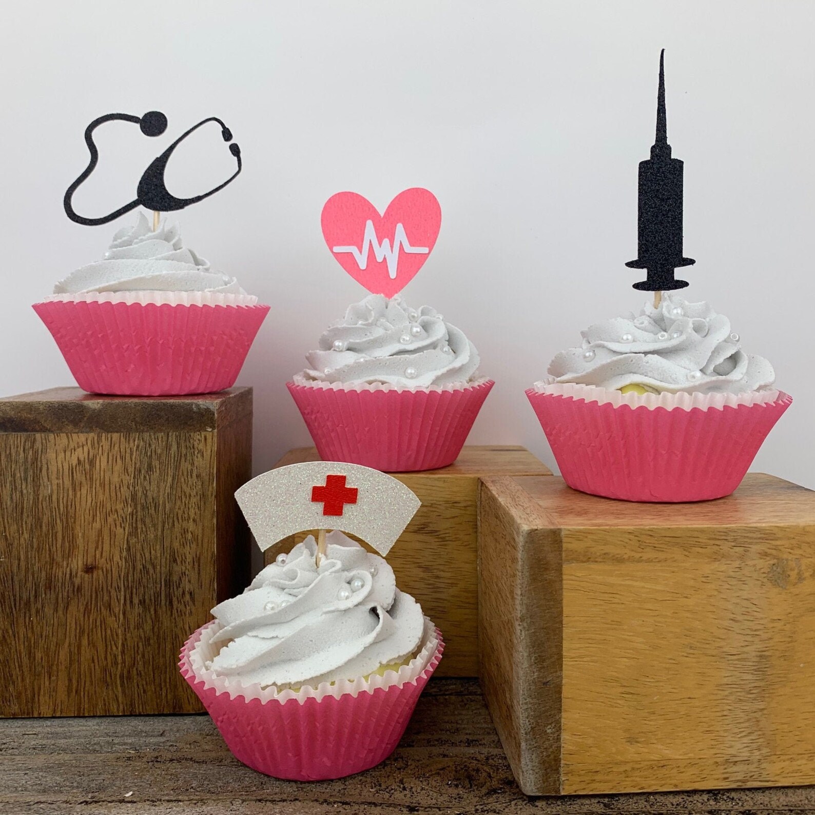 Glitter Nurse Cupcake Toppers 12 Count Nurse Graduation - Etsy