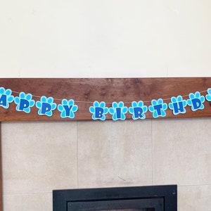Customized Blue Paw Print Name Banner | Blues Birthday Banner | Blue ...