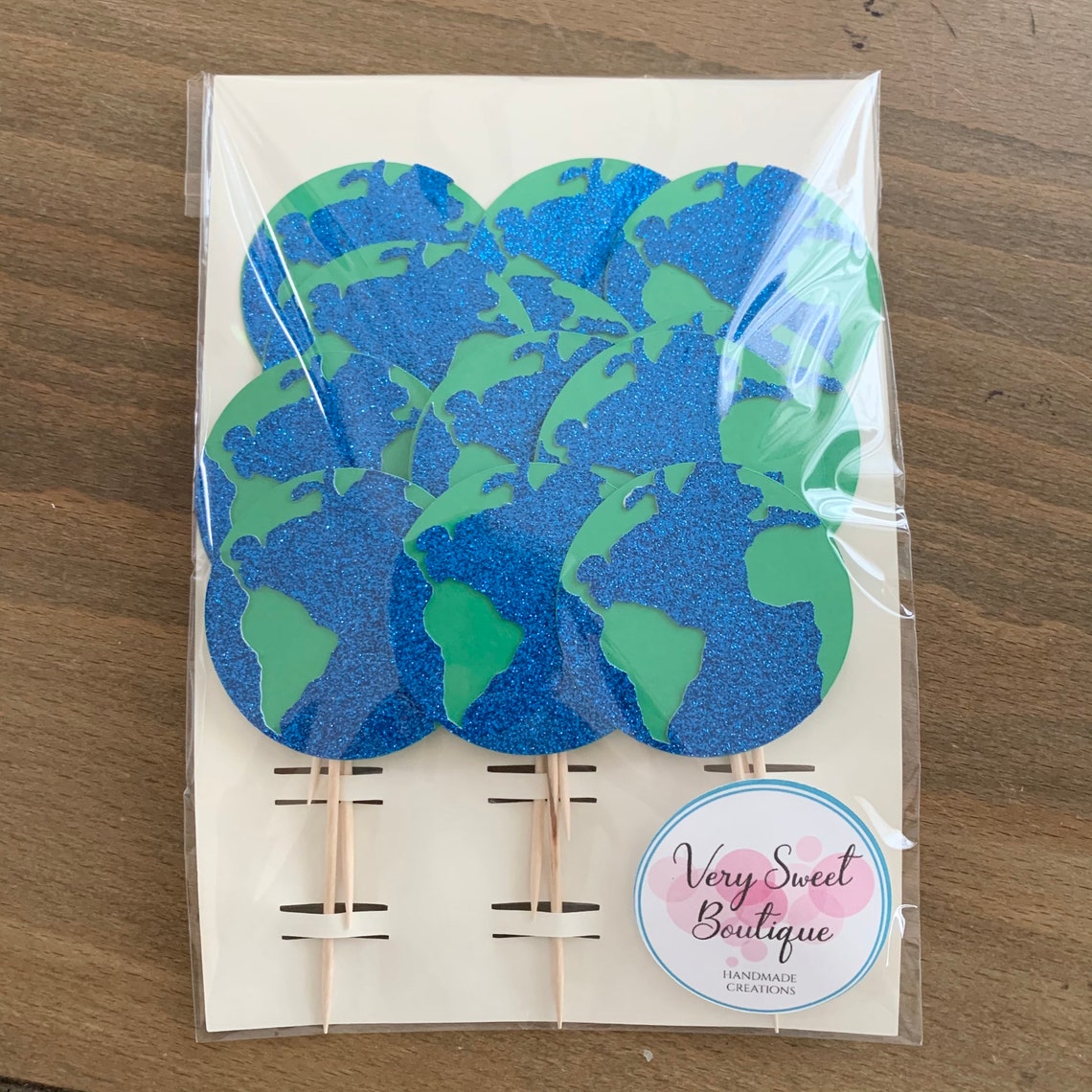 Glitter Earth Cupcake Toppers 12 Count Planet Cupcake - Etsy
