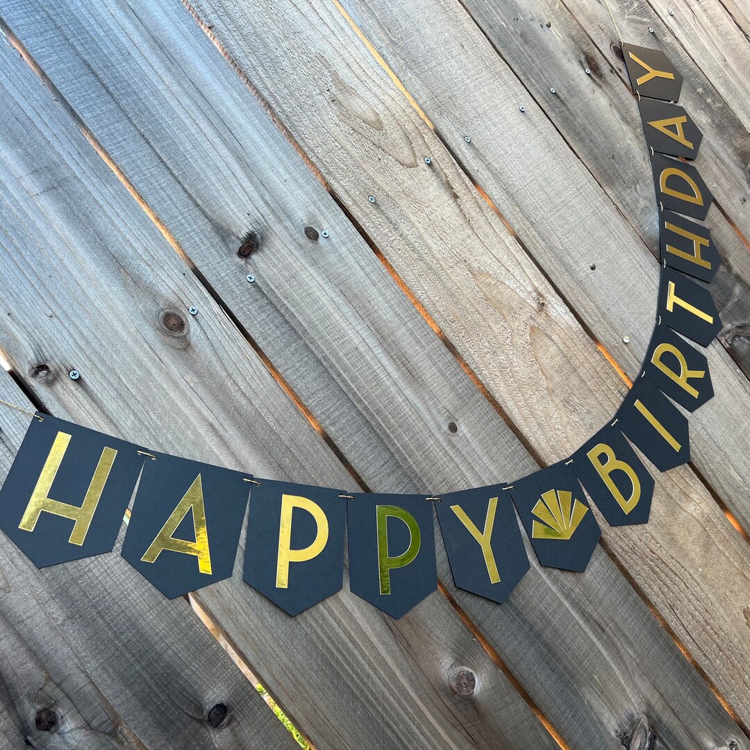 Great Gatsby Roaring 20s Art Deco Gold Black 1920s Happy Birthday Party ...
