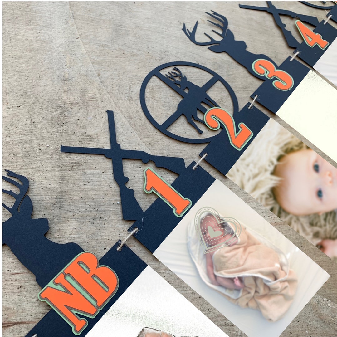 Deer Hunting First Birthday ONE Monthly Milestone Photo Banner| Deer ...