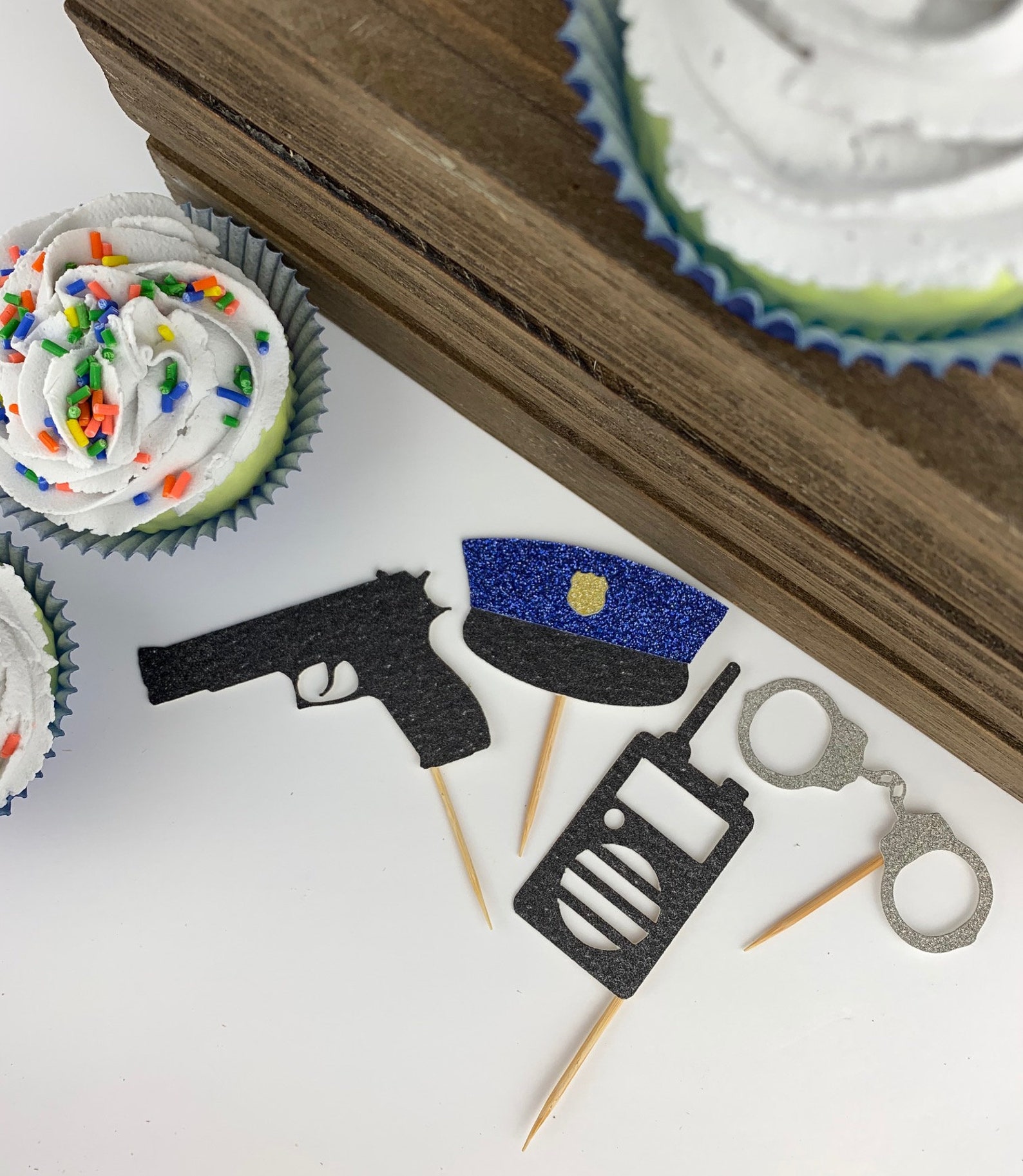 Police Officer Cop Graduation Glitter Cupcake Toppers 12 Count | Police ...