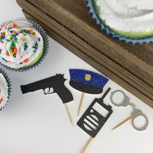 Police Officer Cop Graduation Glitter Cupcake Toppers 12 Count | Police ...