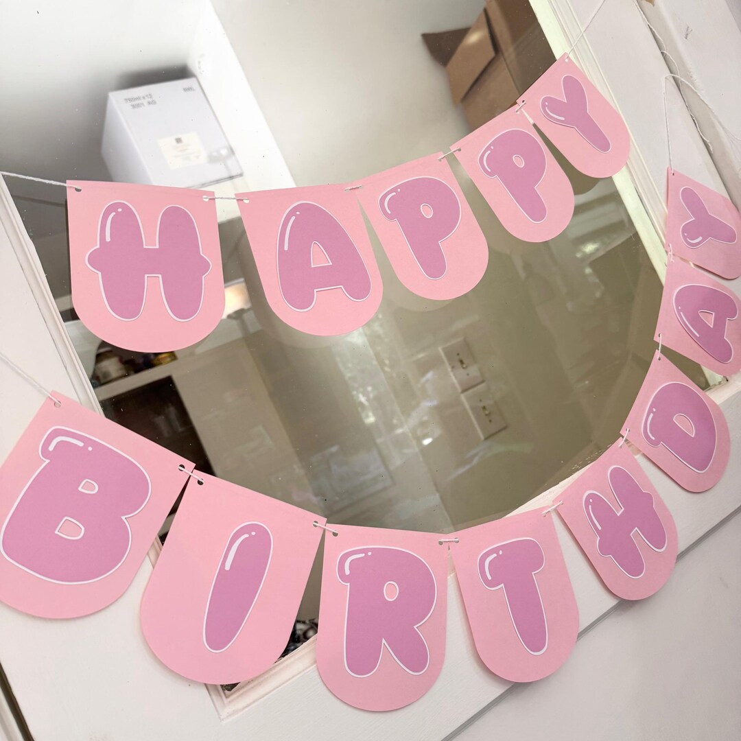Pink Bubble Gum Bubbles Candy Sweet ONE Candyland Banner Garland Party ...