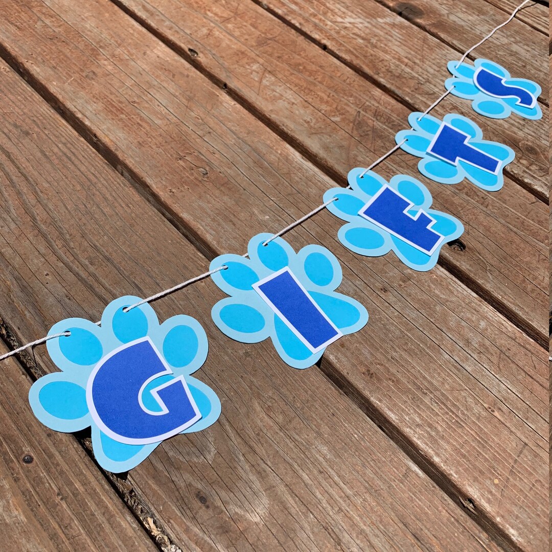 Customized Blue Paw Print Name Banner | Blues Birthday Banner | Blue ...