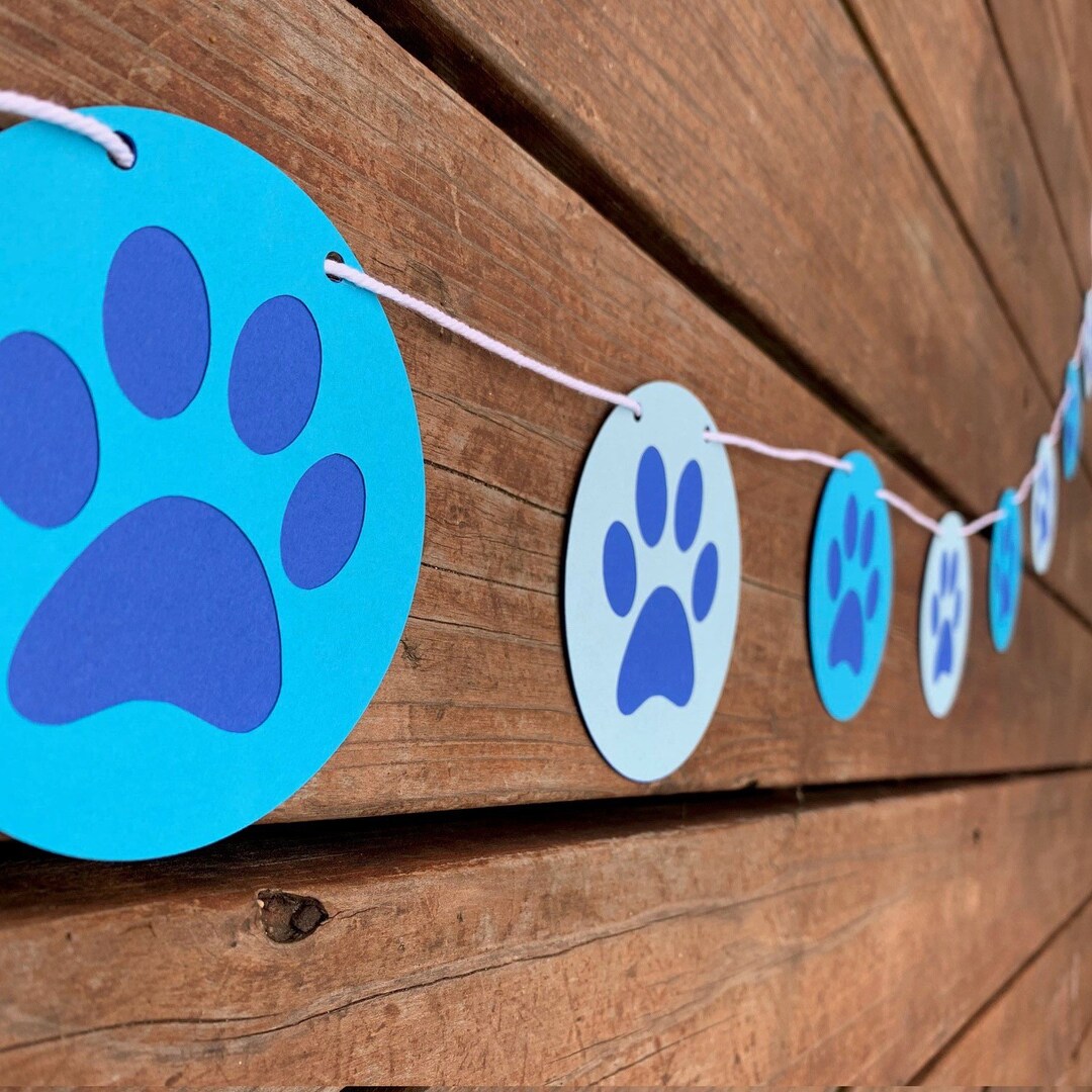 Blues Paw Print Birthday Party Garland | Blues Paw Print Birthday Party ...