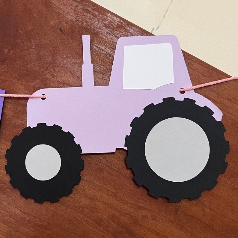 Pink Purple Tractor Birthday Banner |farm Farmer Tractor Party Garland ...