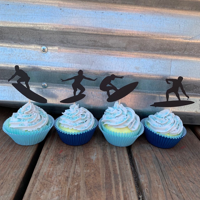 Surfer Surfing Birthday Cupcake Toppers 12 Count | Surfing Ocean ...