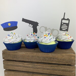 Police Officer Cop Graduation Glitter Cupcake Toppers 12 Count | Police ...