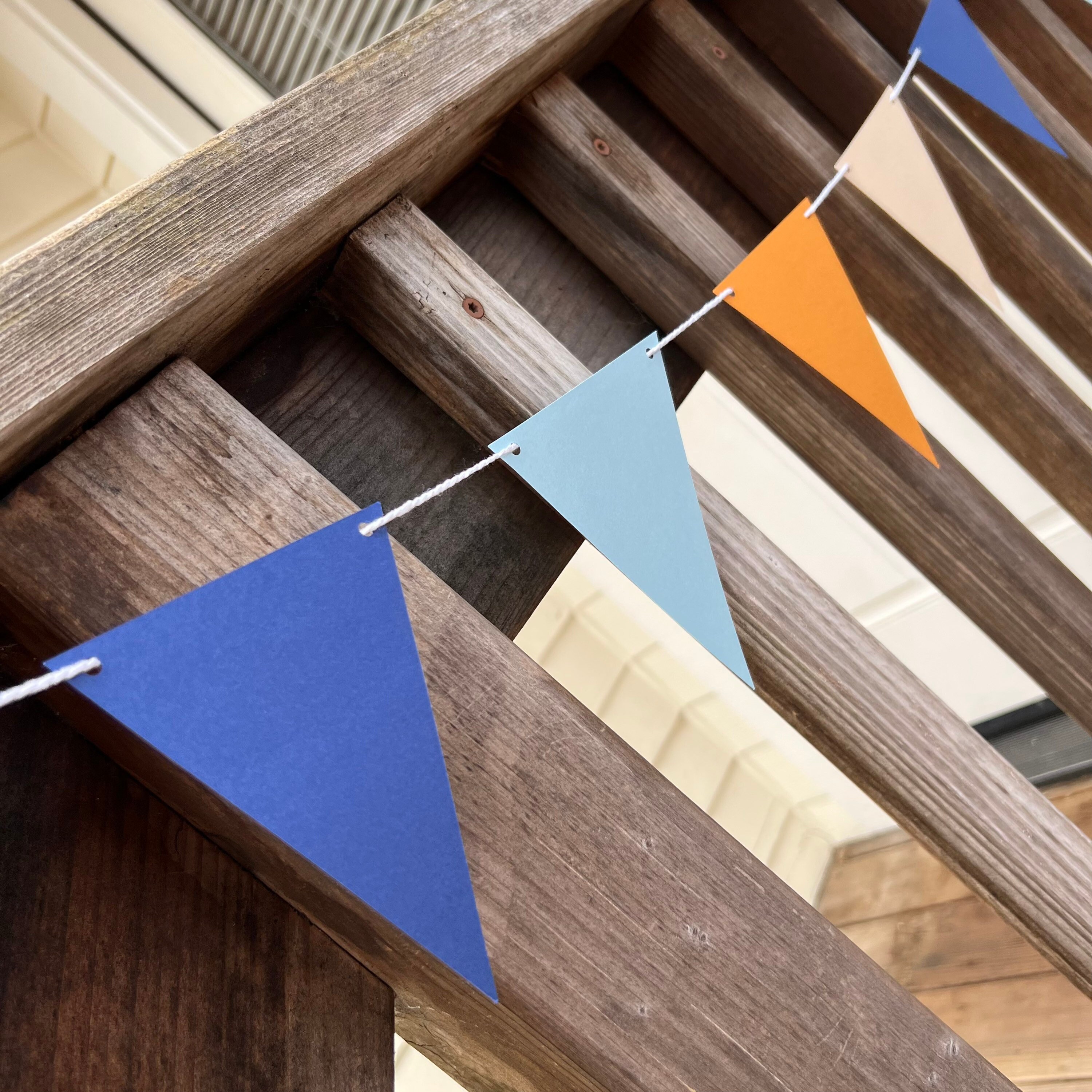 Light Blue Navy Brown Tan Cream Flag Boho Happy Birthday Party Banner ...