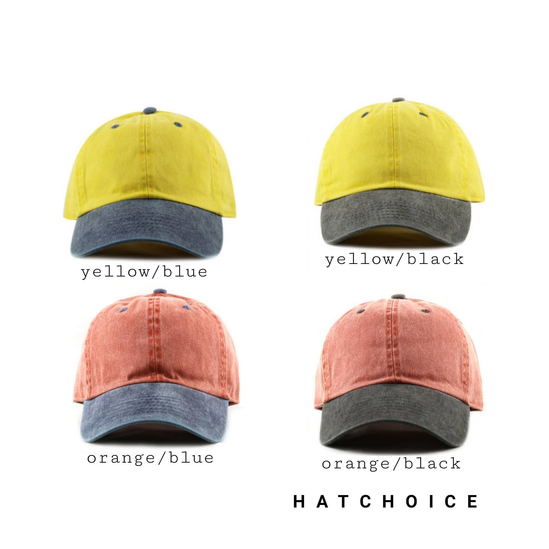 Two Tone Dad Hat, Washed Cotton Baseball Cap, Vintage Style Hat ...