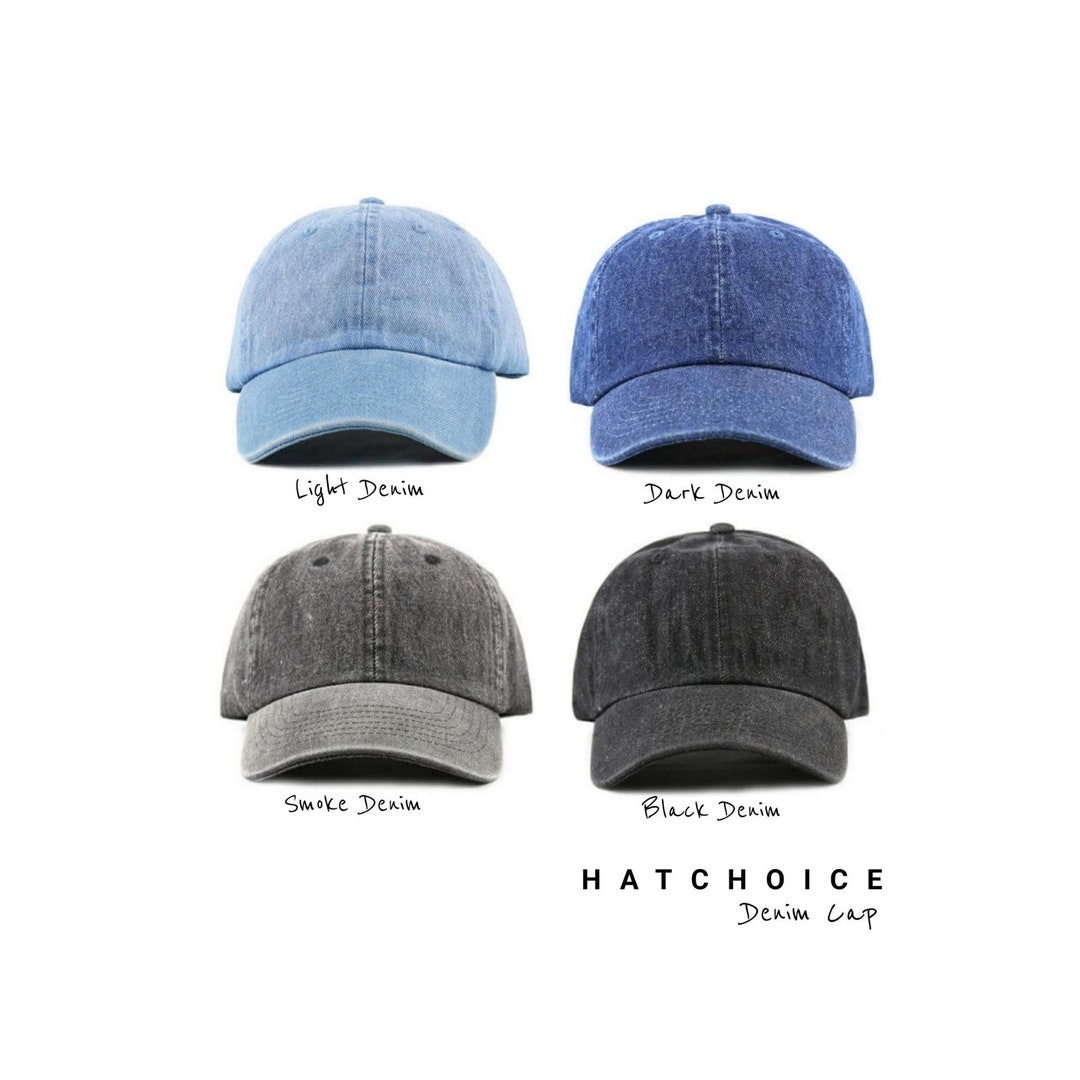Classic Denim Cap 100% Cotton Denim Baseball Cap Hat, Women Men ...