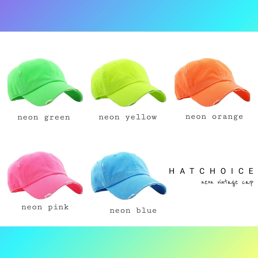 Neon Distressed Neon Dad Hat - Etsy