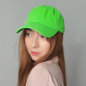 100% Cotton Neon Baseball Cap - Neon Dad Hat - Etsy