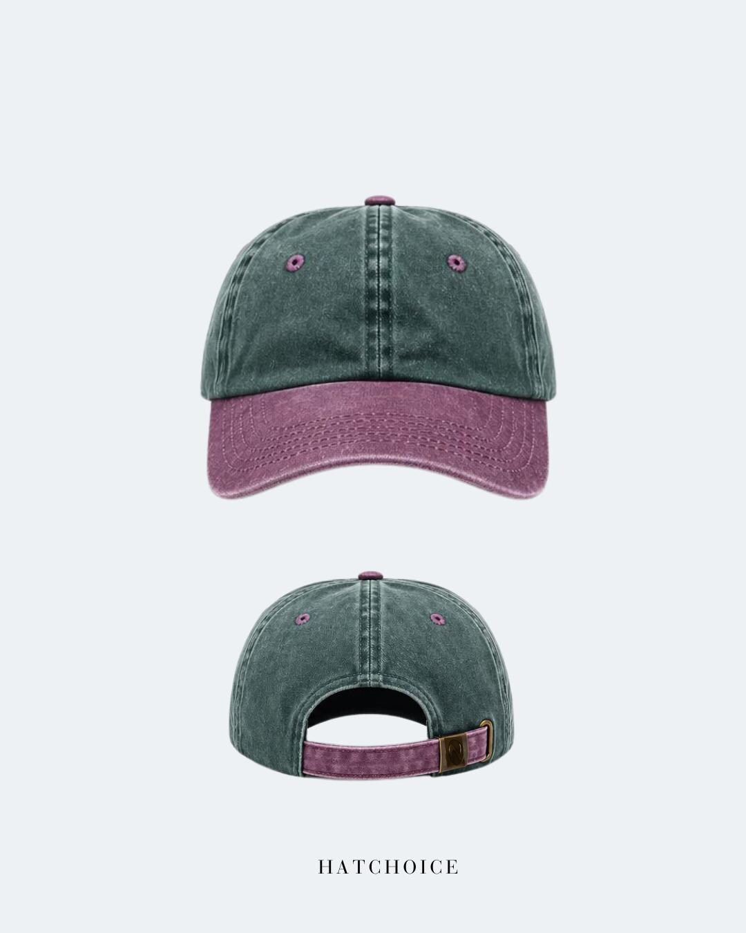 Two Tone Distressed Dad Hat, Vintage Washed Cotton Cap, Adjustable ...