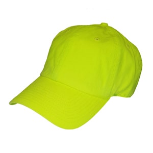 100% Cotton Neon Baseball Cap - Neon Dad Hat - Etsy