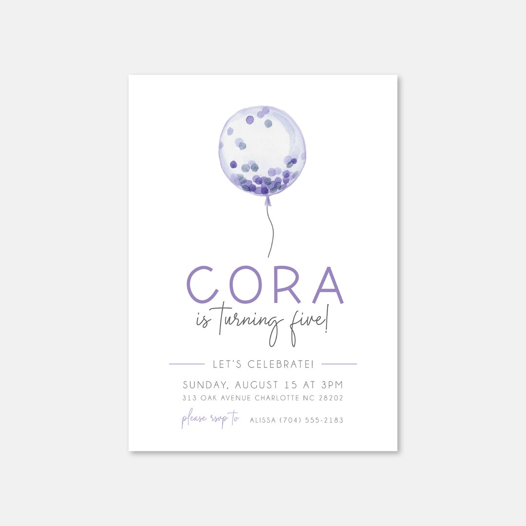 Birthday Balloon Invitation, Birthday Party Invitation, Print Ready ...