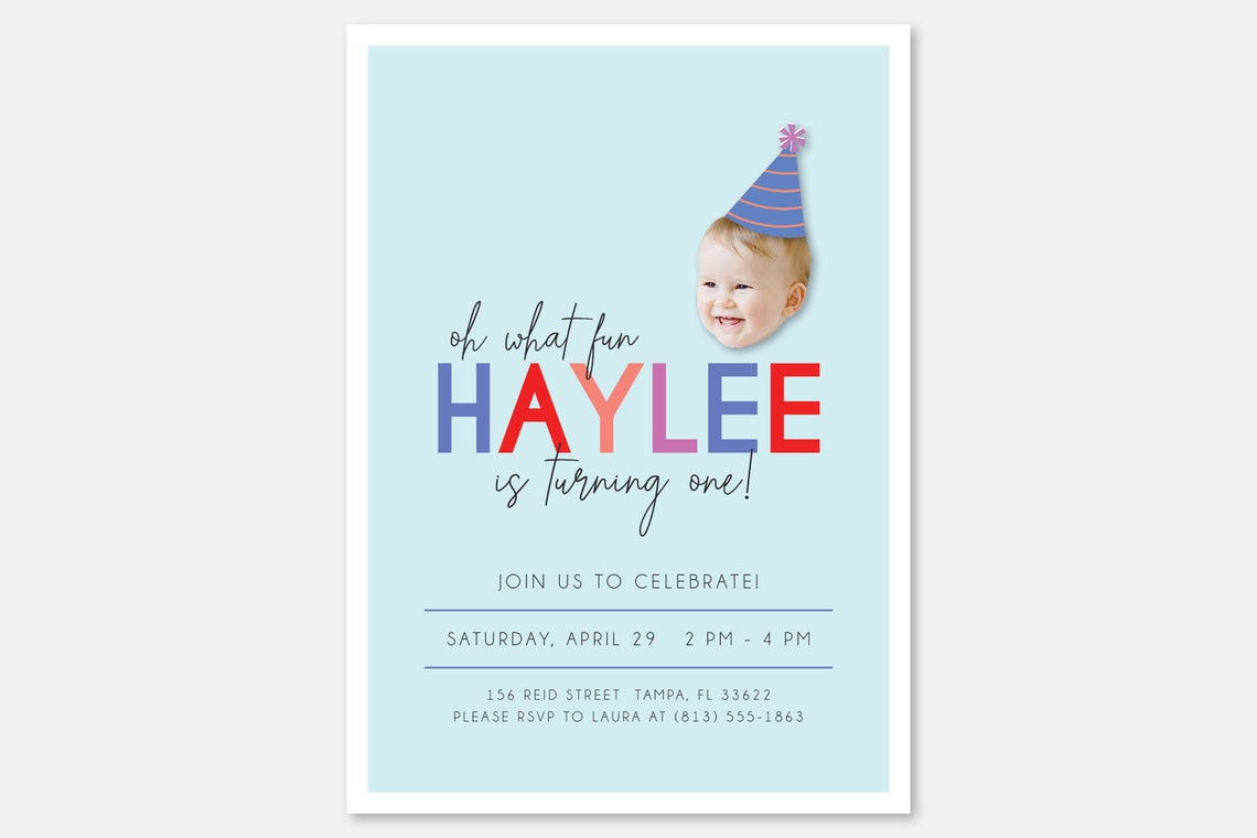 Oh What Fun First Birthday Invitation Baby Face Invitation - Etsy