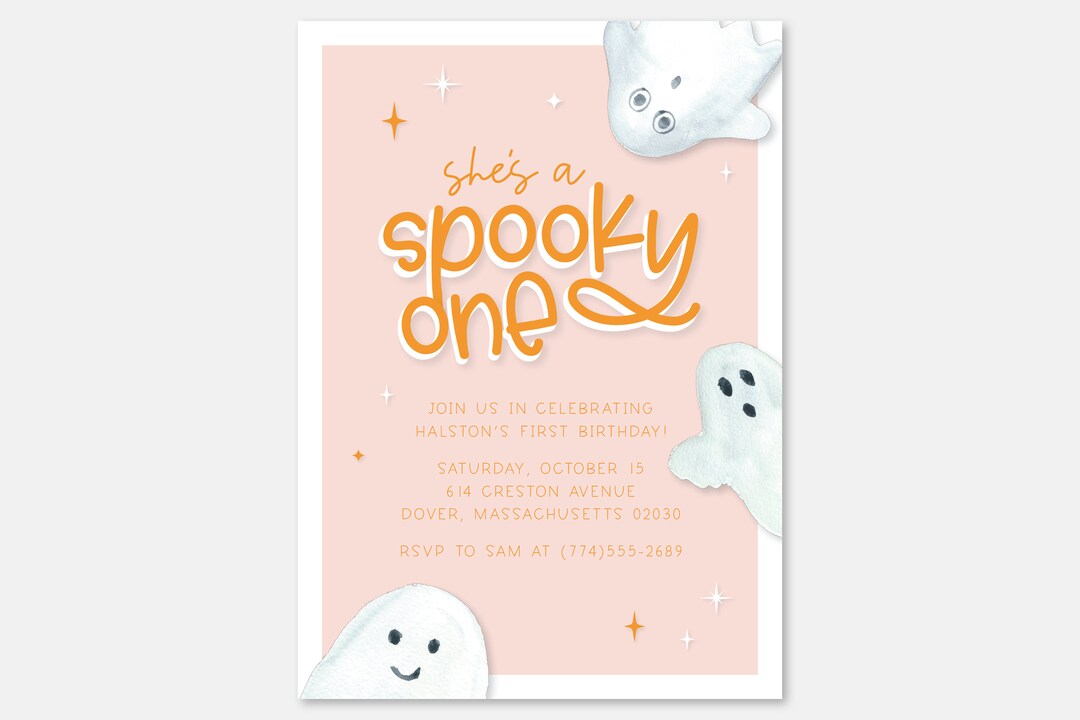 Spooky One Ghost First Birthday Invitation (digital File) - Etsy