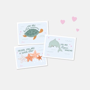 Ocean Animal Valentines, Kids Classroom Valentines, Fish Valentine ...