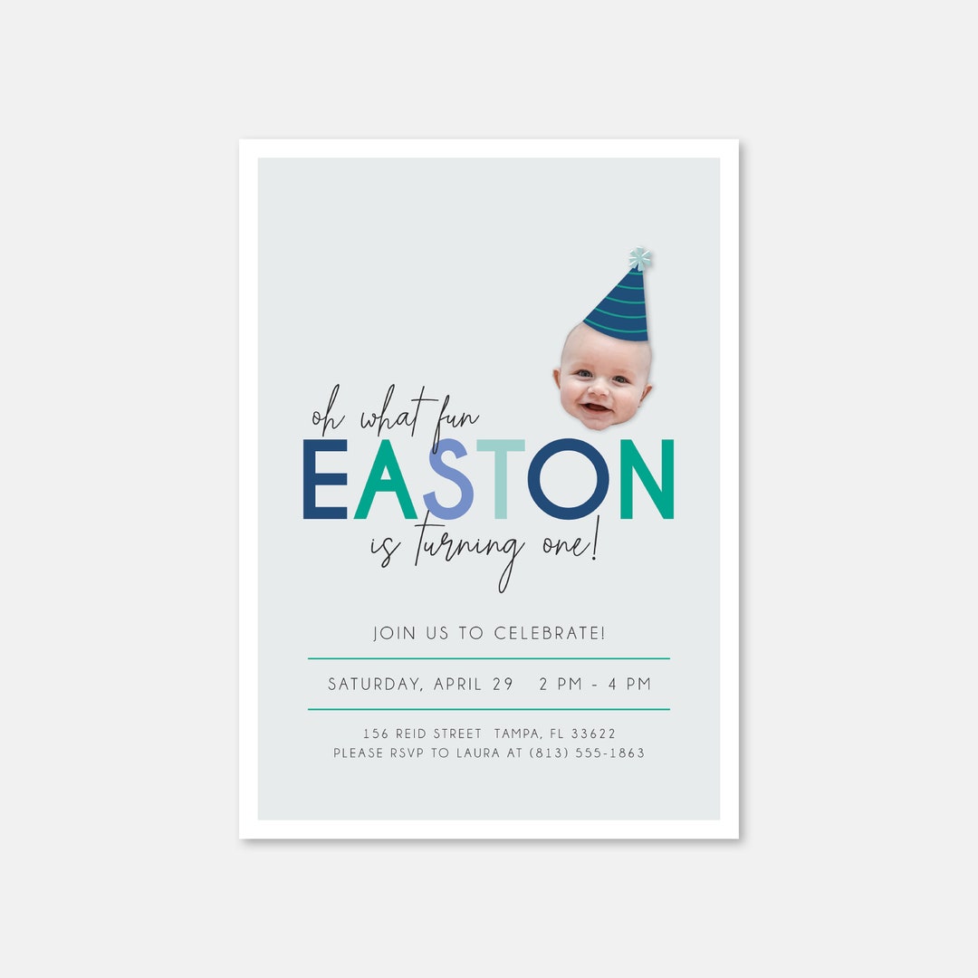 Oh What Fun First Birthday Invitation, Baby Face Invitation, Photo ...