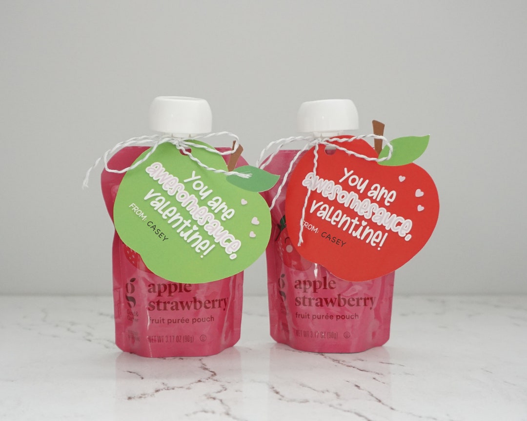 Applesauce Pouch Valentine Tags, Awesomesauce Valentines, Kids ...
