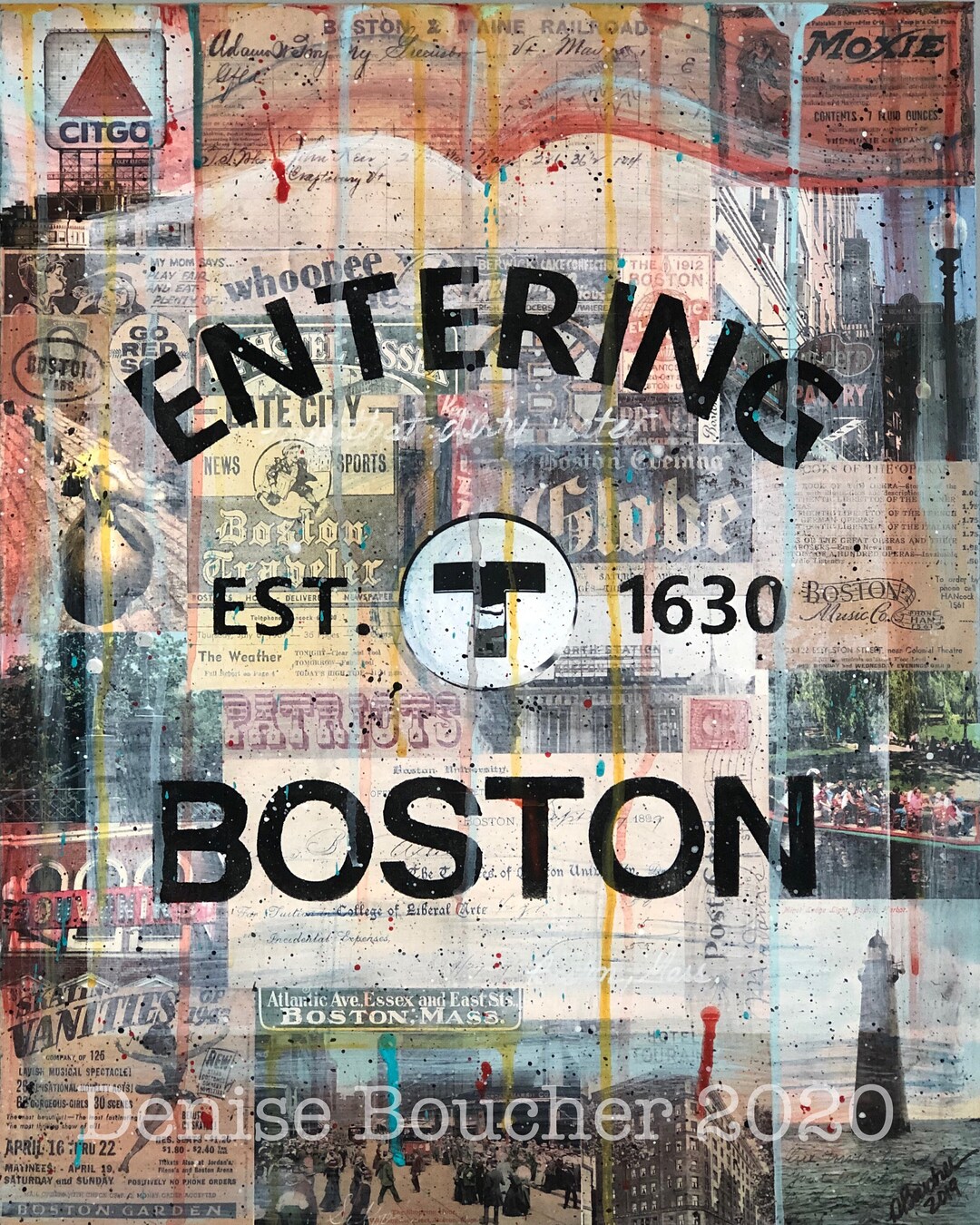 Entering Boston - Art Print | Mixed Media | Boston Collage | Unique Art ...