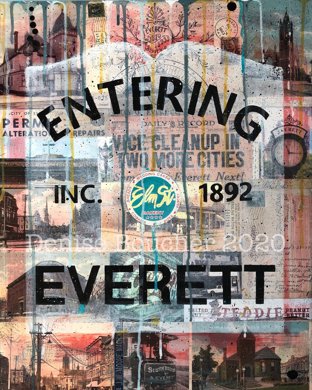 Entering Everett Art Print Everett MA Mixed Media Art Collage ...