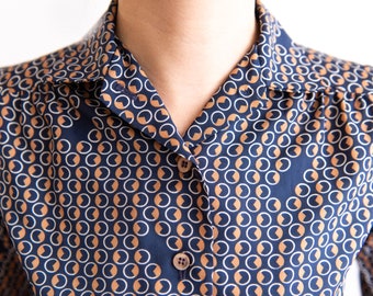 Navy Print Blouse - Etsy