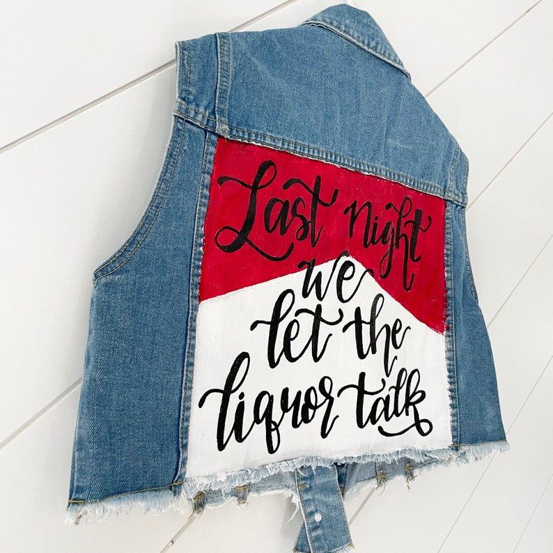 Custom Denim Vest Jacket Morgan Wallen Painted Denim - Etsy