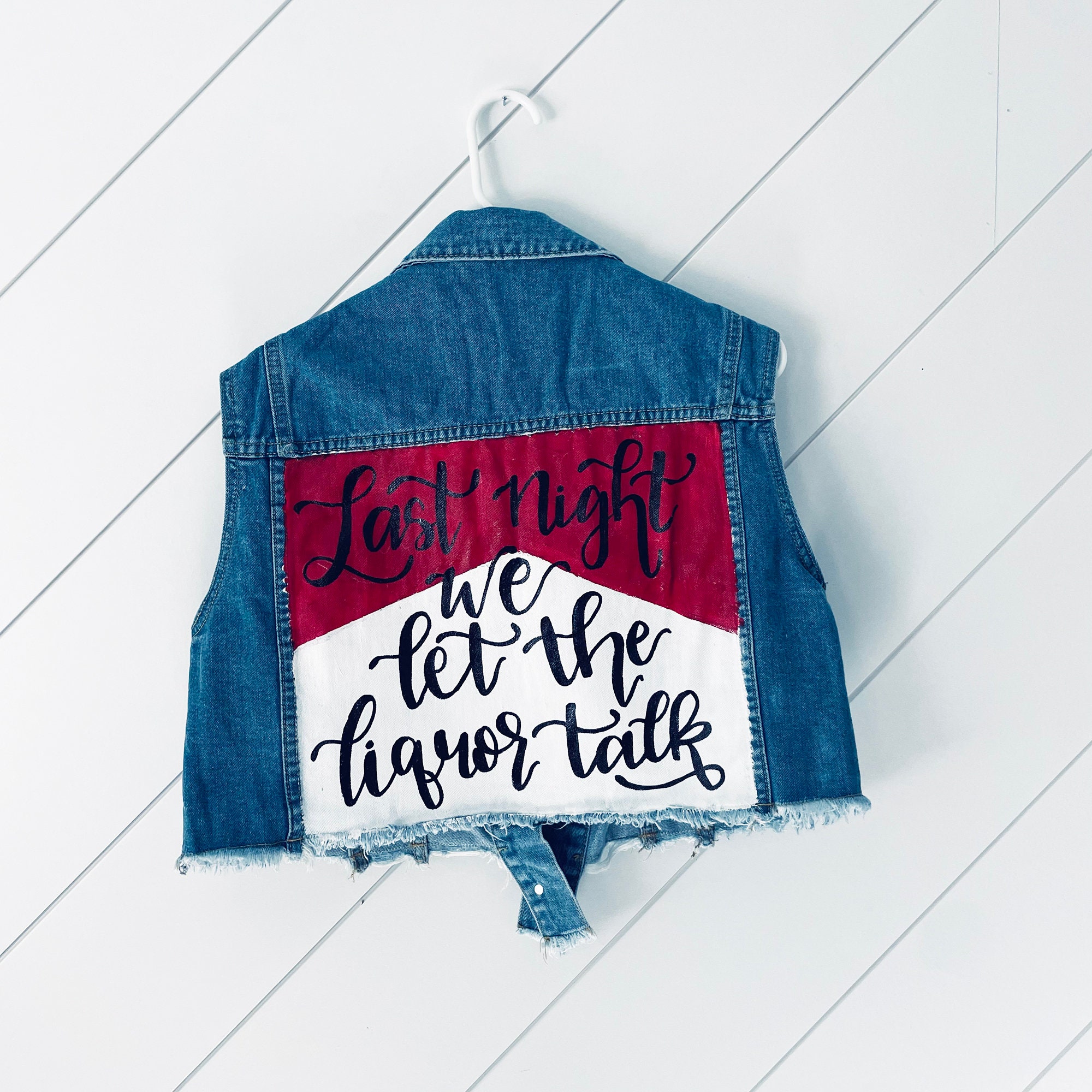 Custom Denim Vest Jacket Morgan Wallen Painted Denim - Etsy