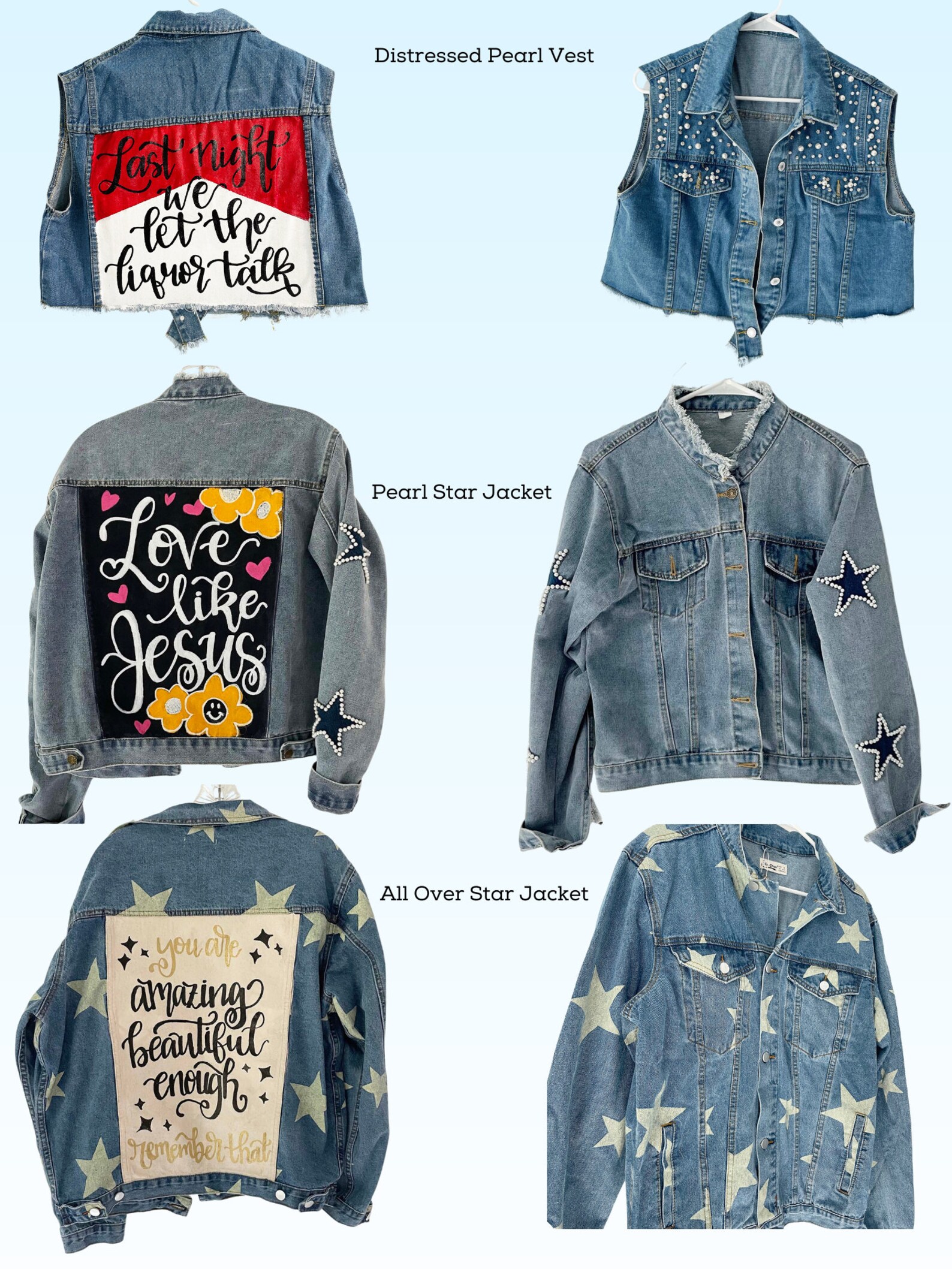 Hand-painted Christian Denim Jacket | "love Like Jesus" - Etsy