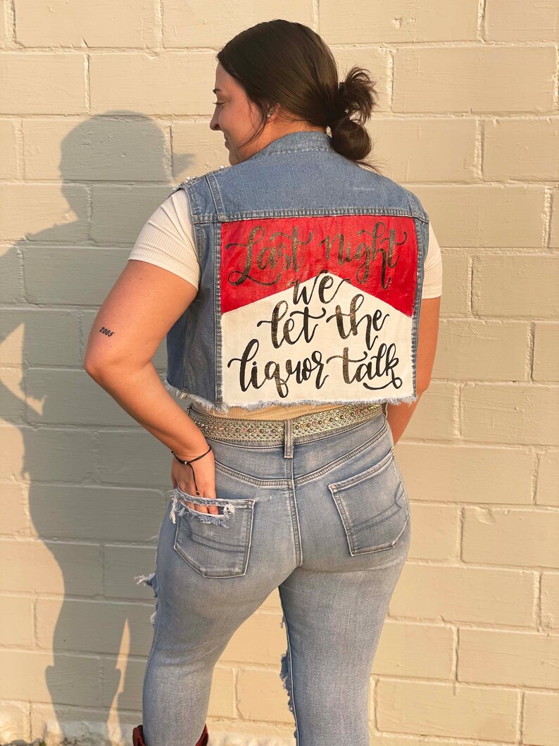 Custom Denim Vest Jacket Morgan Wallen Painted Denim - Etsy