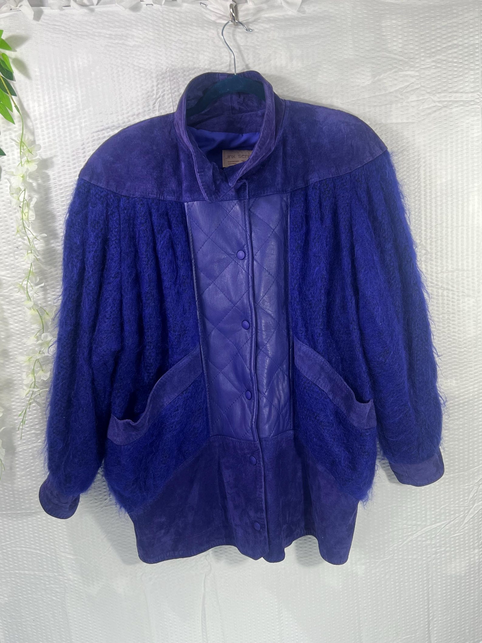 JINX Senior Purple Sz Med. Oversized 50% MOHAIR FLUFFY Lined Bomber ...