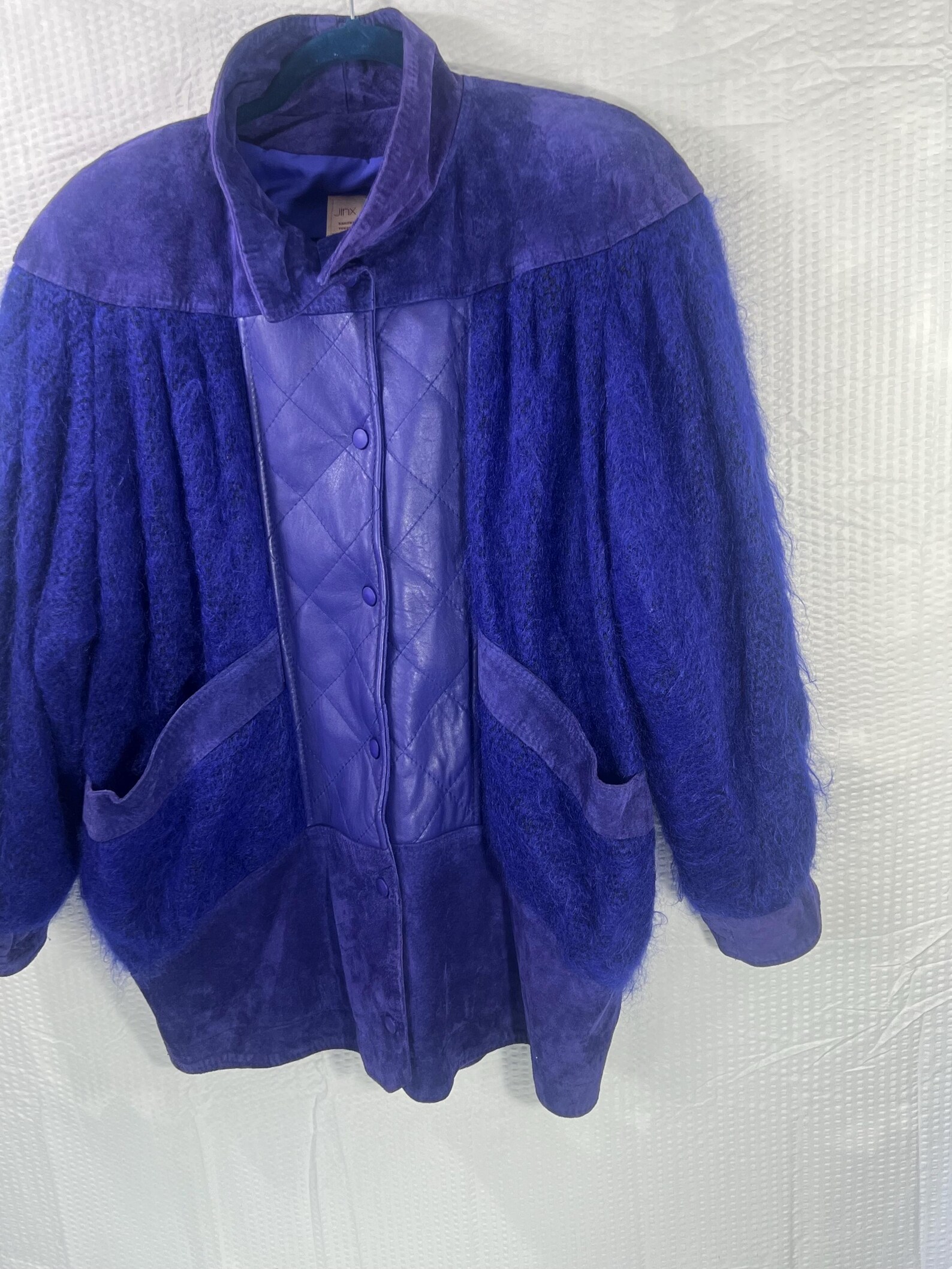 JINX Senior Purple Sz Med. Oversized 50% MOHAIR FLUFFY Lined Bomber ...