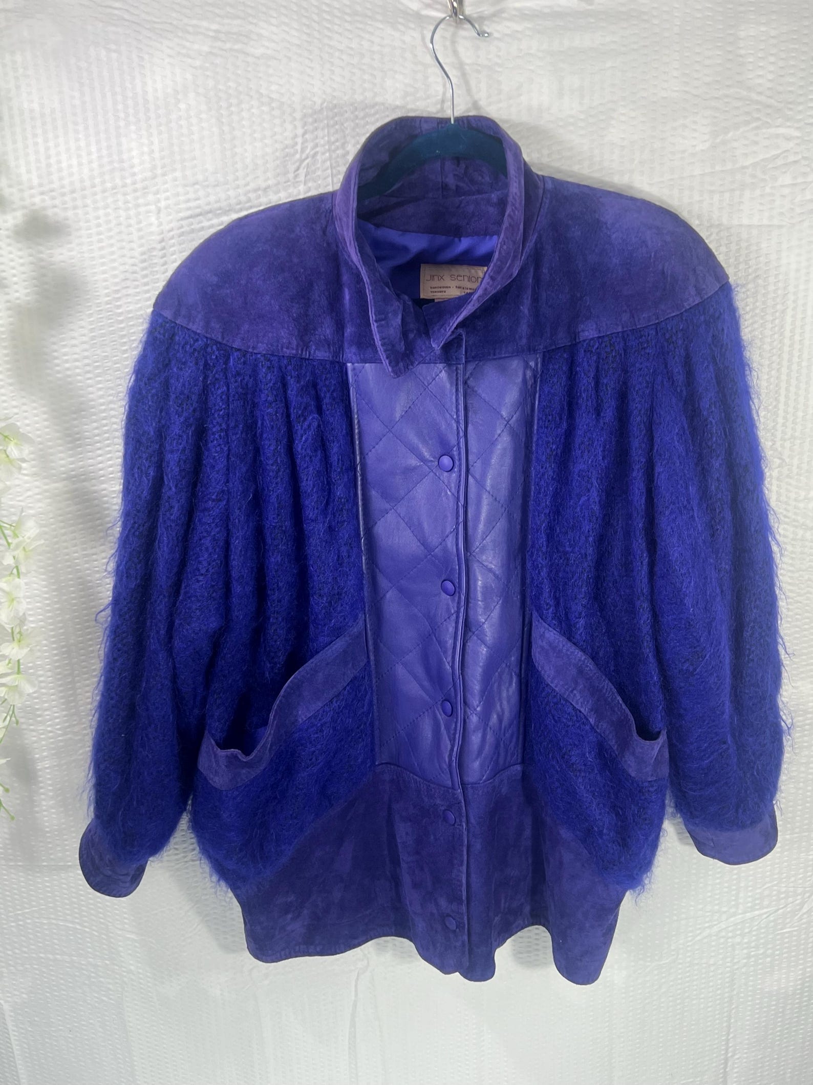 JINX Senior Purple Sz Med. Oversized 50% MOHAIR FLUFFY Lined Bomber ...
