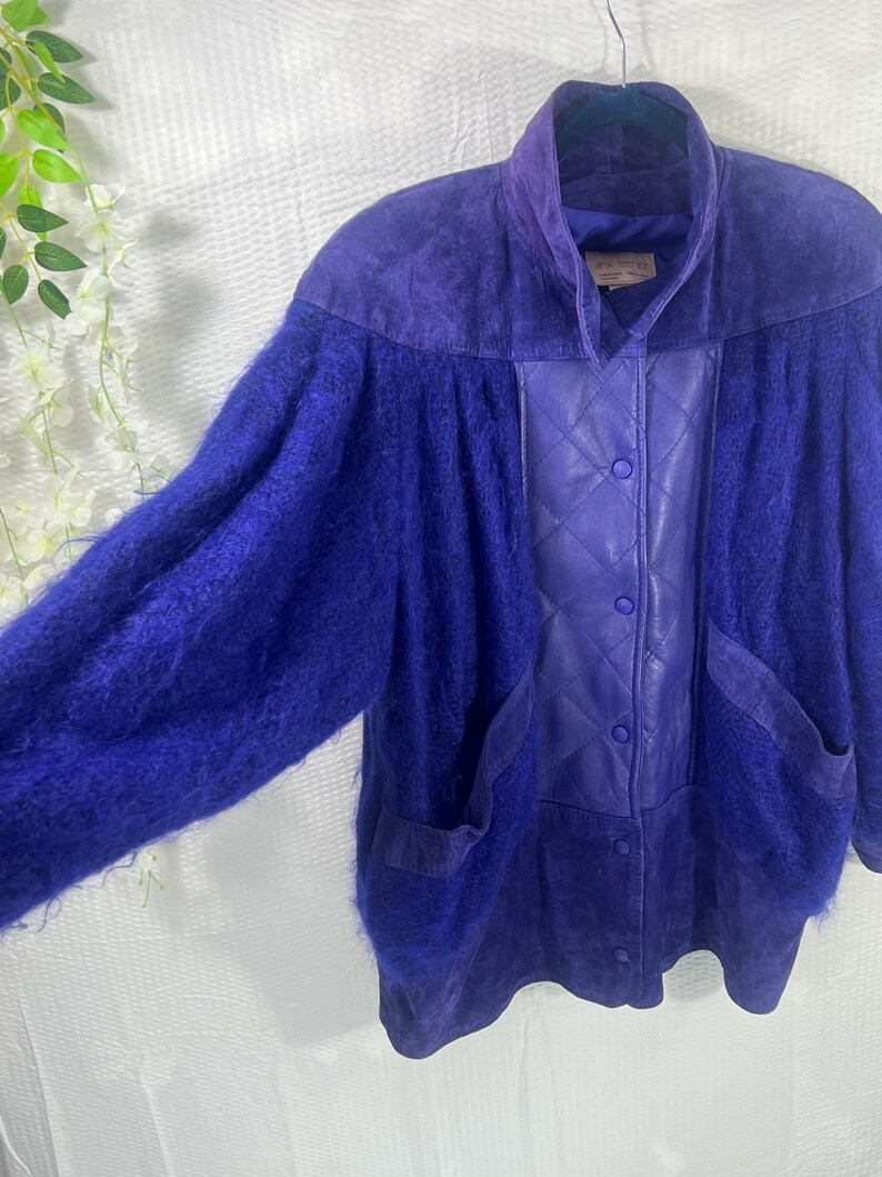JINX Senior Purple Sz Med. Oversized 50% MOHAIR FLUFFY Lined Bomber ...