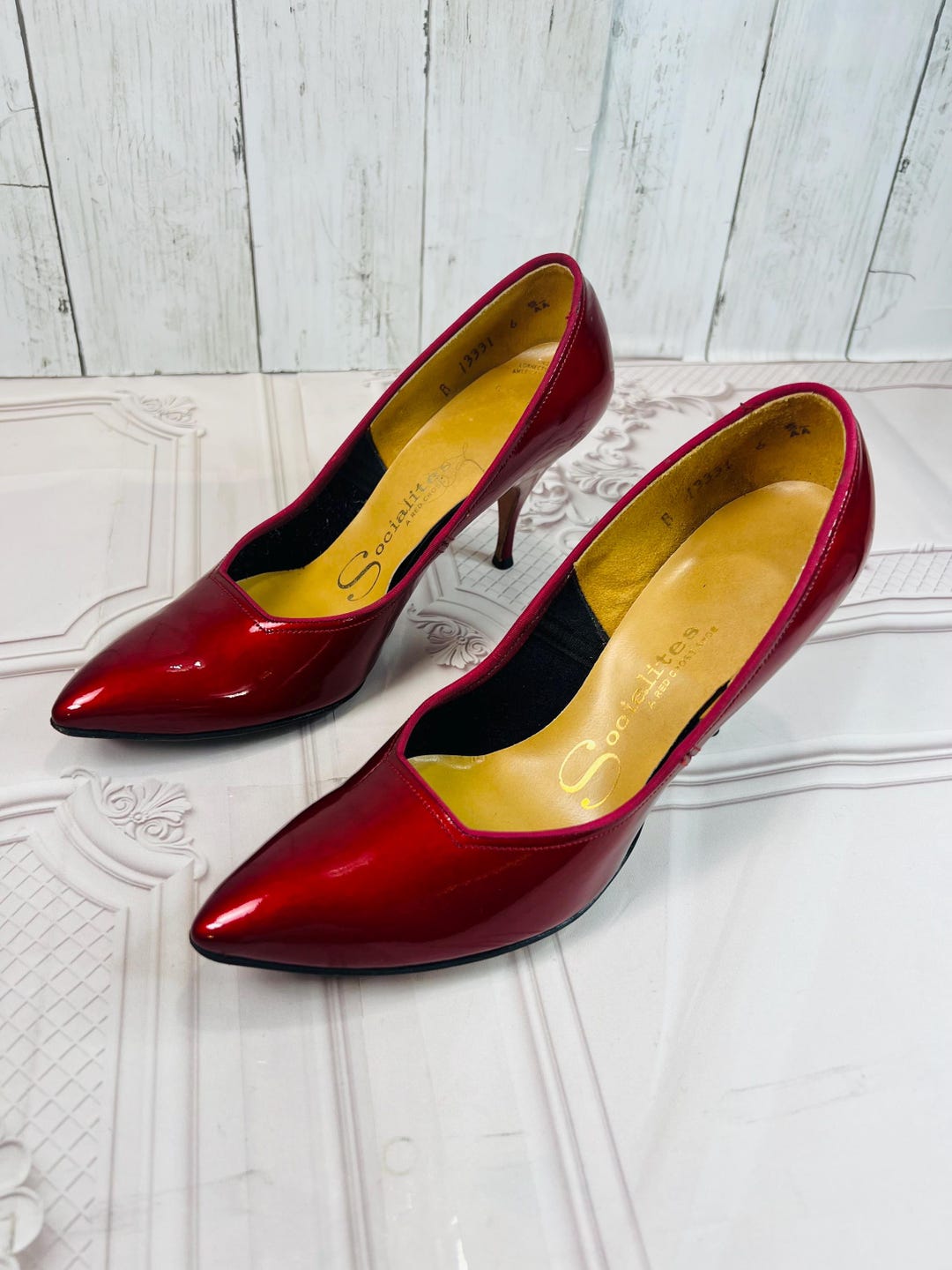 Vintage 1960s Shoes Red Patton, Leather Pump Size 6 Red Cross Shoe ...