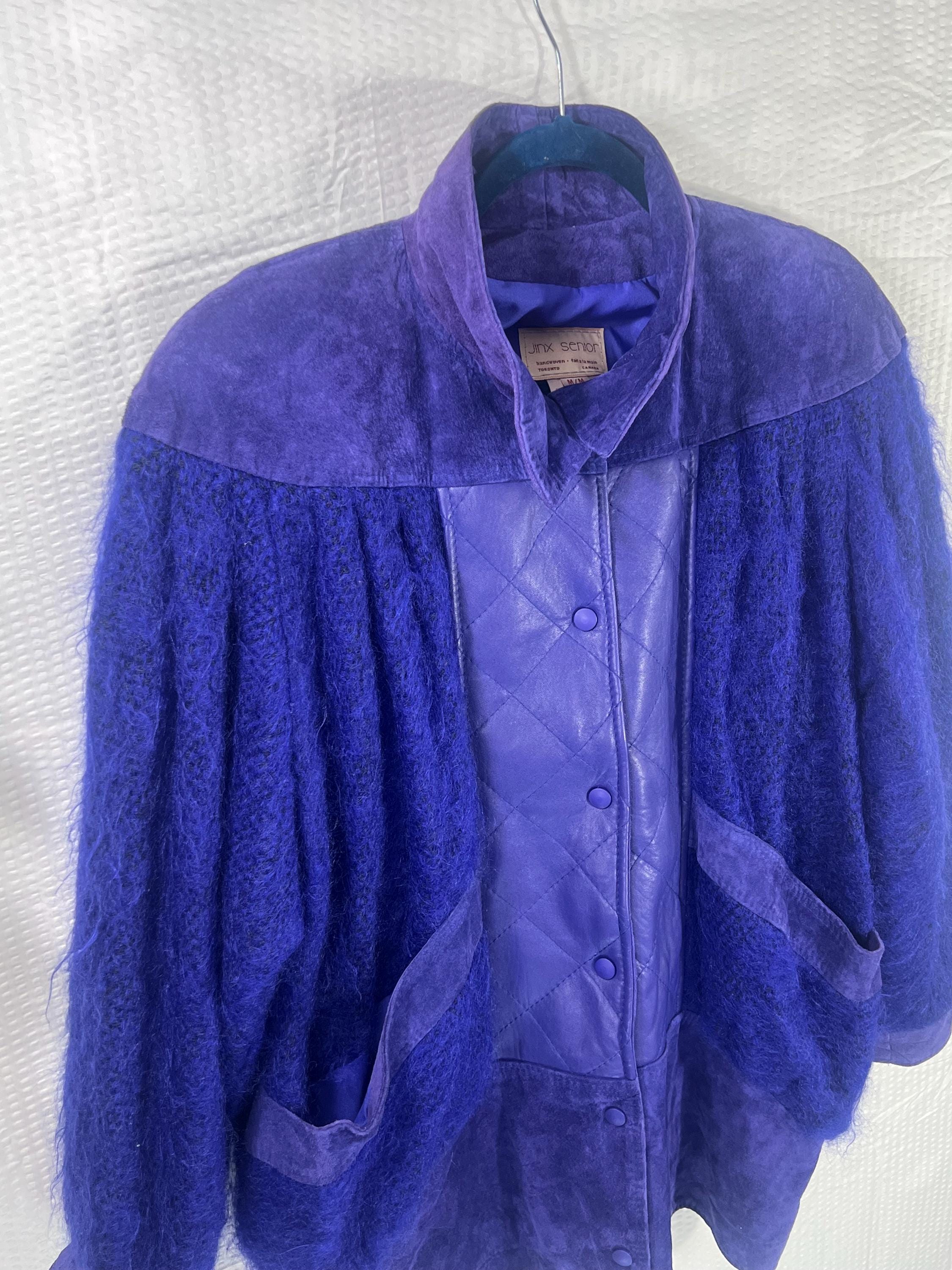 JINX Senior Purple Sz Med. Oversized 50% MOHAIR FLUFFY Lined Bomber ...
